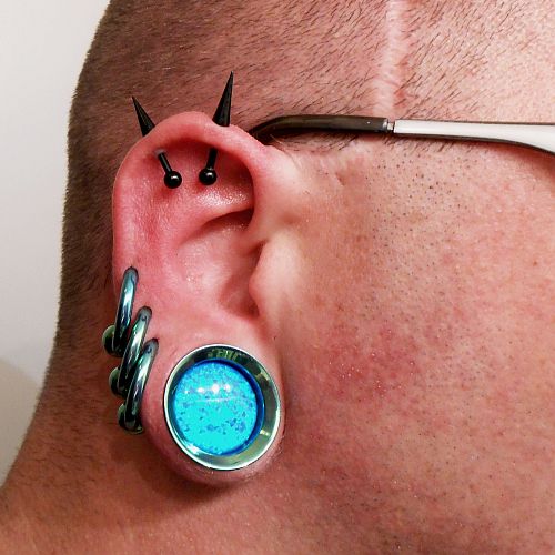 Custom Order Titanium Floating Gem Opal Eyelet